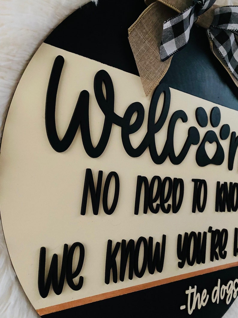 Welcome Dogs Dog Door Hanger Welcome Front Door Decor - Etsy
