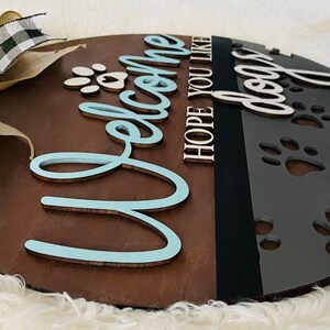 Welcome, Hope You Like Dogs, Dog Door Hanger, Welcome Front Door Decor ...