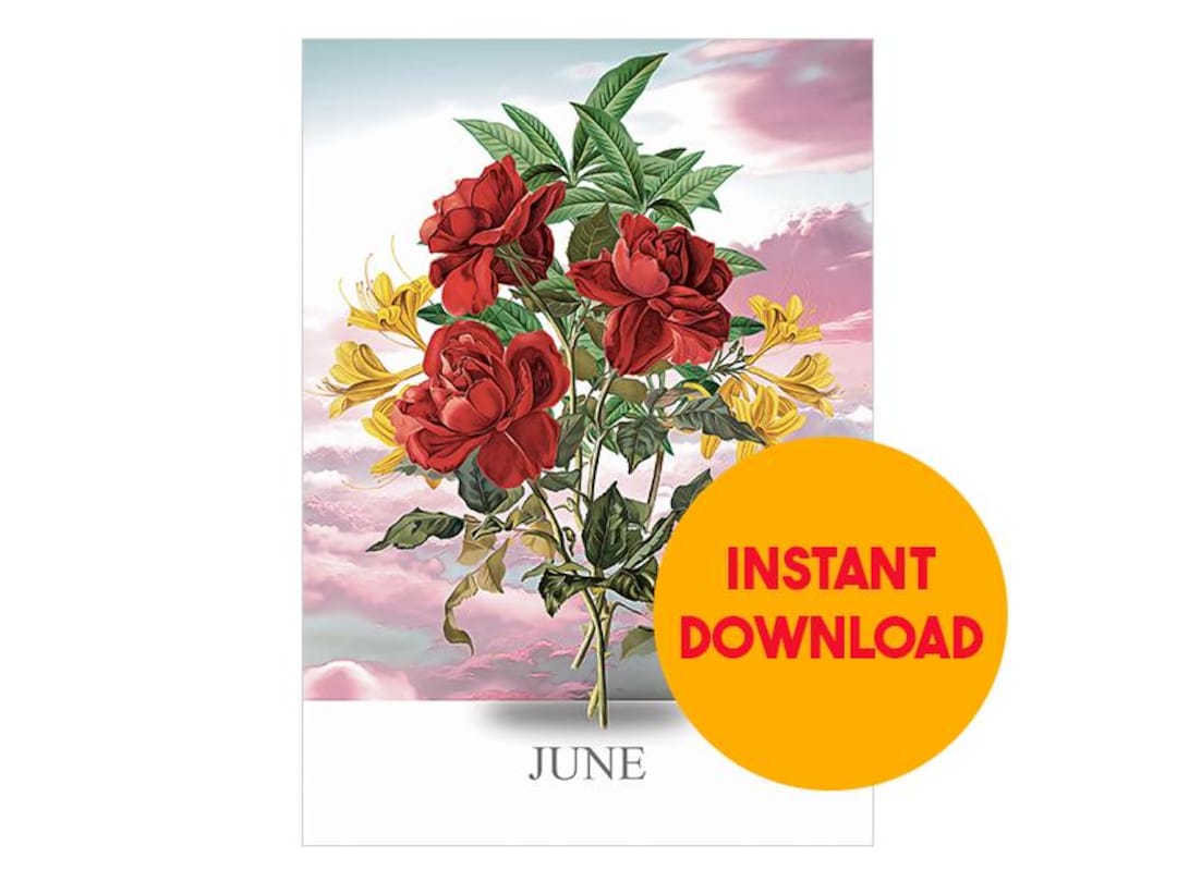 JUNE Birth Month Flowers - High Res Home Print Instant Digital Download ...
