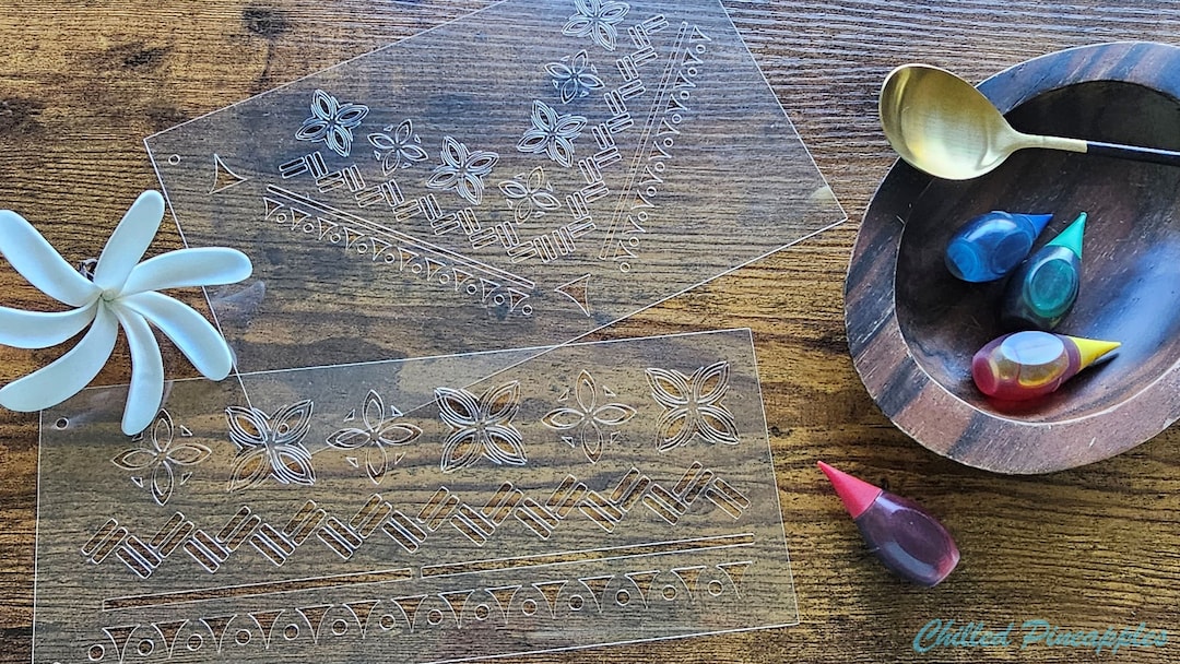 Polynesian Reusable Stencil Pua Pattern DIY Cakes Tribal Painting Fake ...