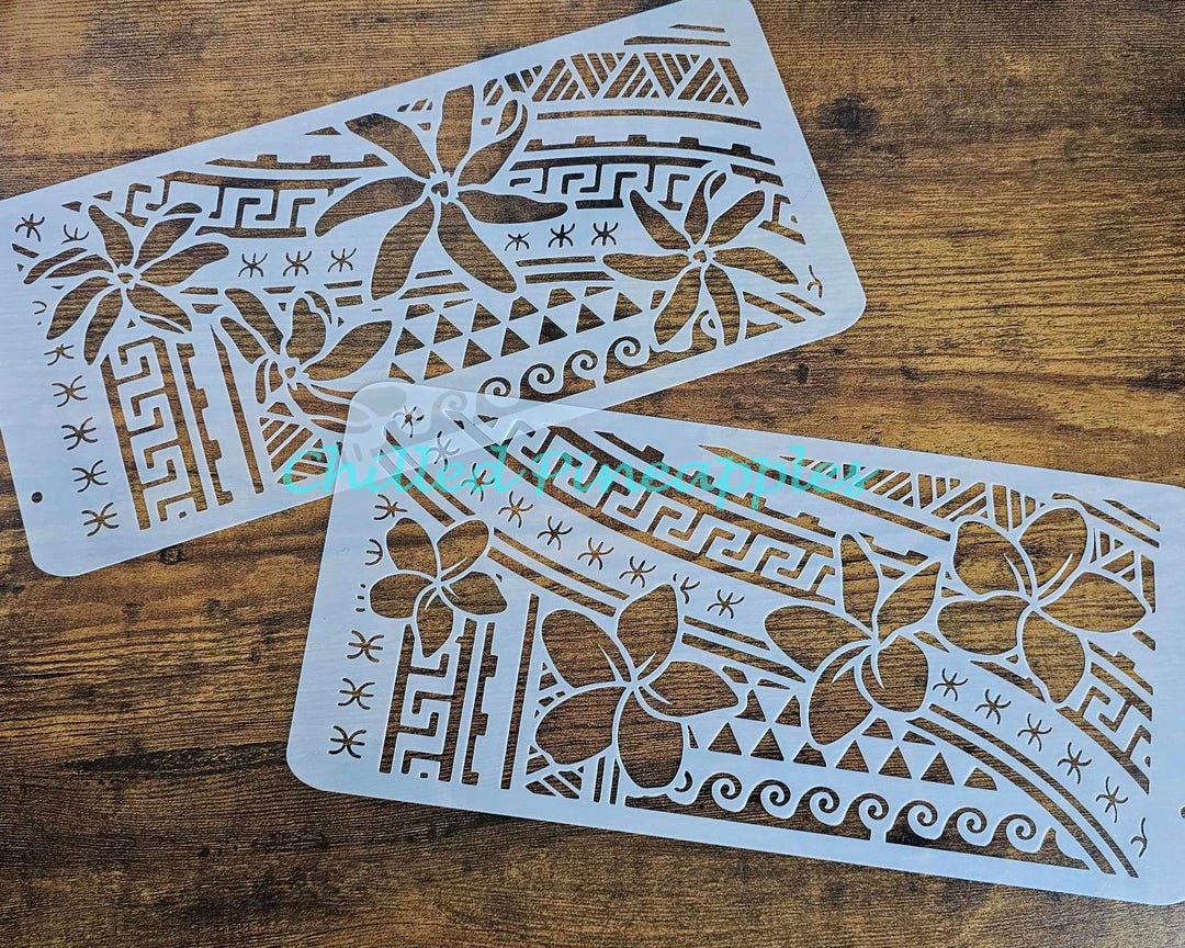 Polynesian Tribal Pua Reusable Stencil Flowers Pattern DIY Cakes ...