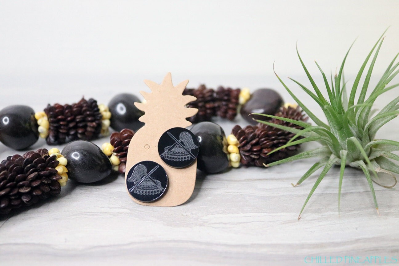Samoan Fue, To'oto'o, and Tanoa - Black Acrylic Stud Circles