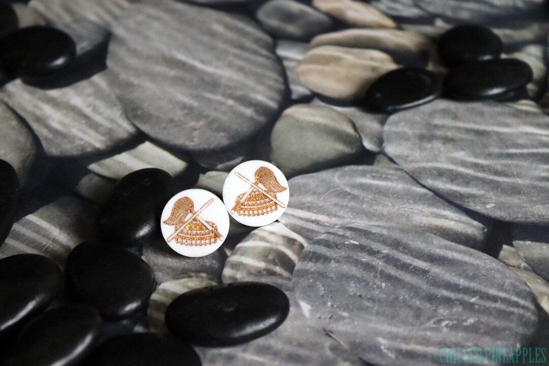 Samoan Fue, To'oto'o, and Tanoa in Gold Hand Painted, White Acrylic ...