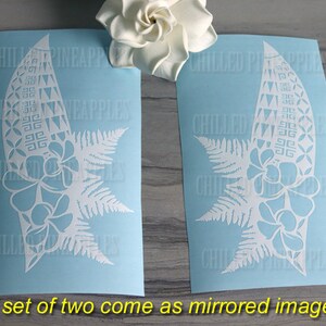 Polynesian Tribal Decal Plumeria Flower and Ferns Palapalai Koru Vinyl ...