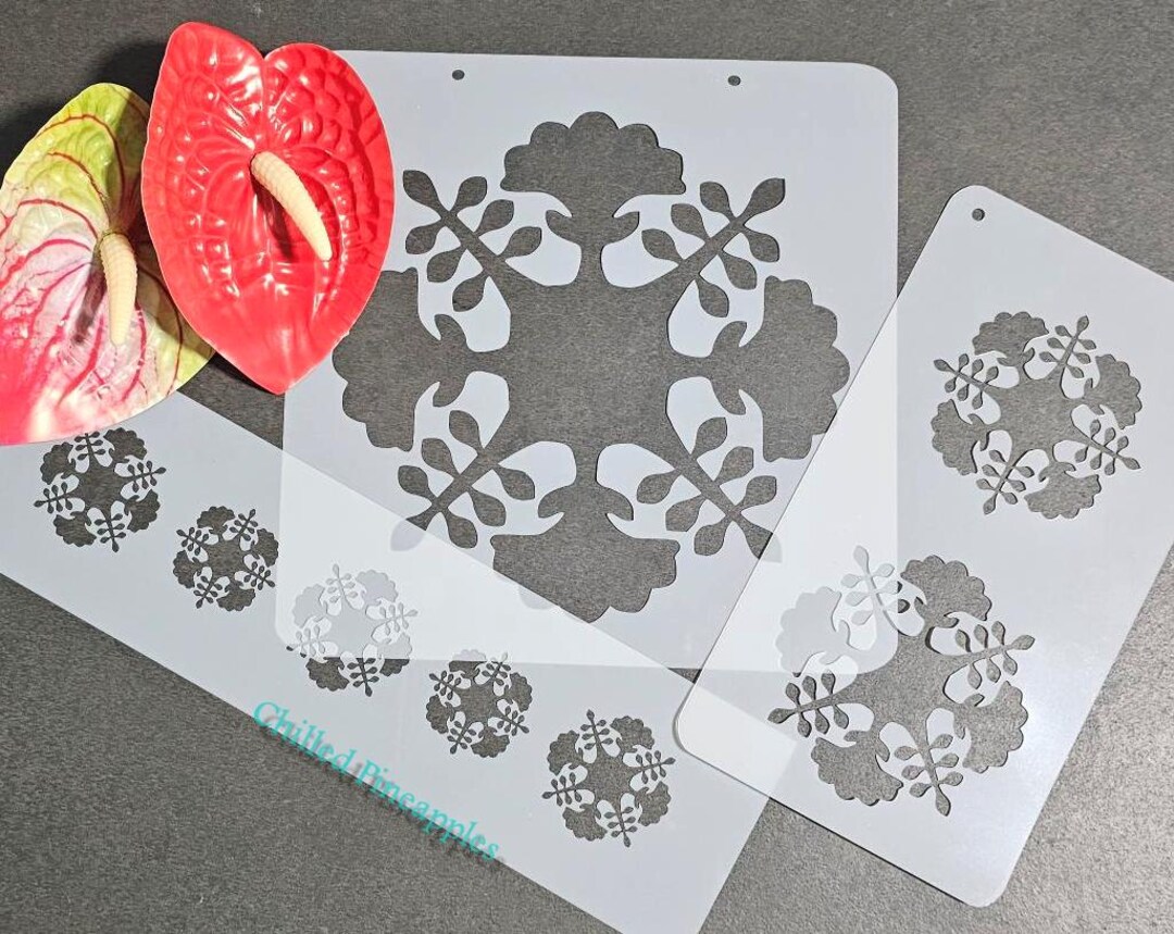 Ohia ‘Ōhi‘a Lehua Flower (R4)- Hawaiian Quilt Pattern Reusable Stencils ...