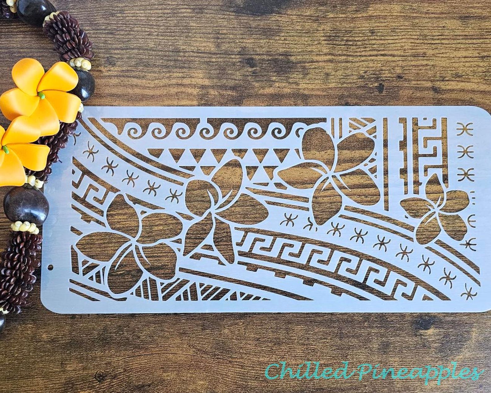 Polynesian Tribal Pua Reusable Stencil Flowers Pattern DIY Cakes ...