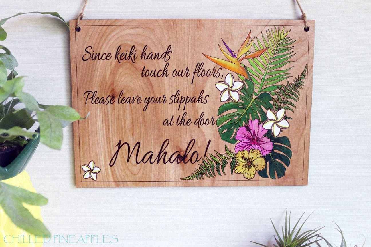 Hand-Painted Tropical Bouquet, Keiki Hands Touch Our Floor Wooden Door ...