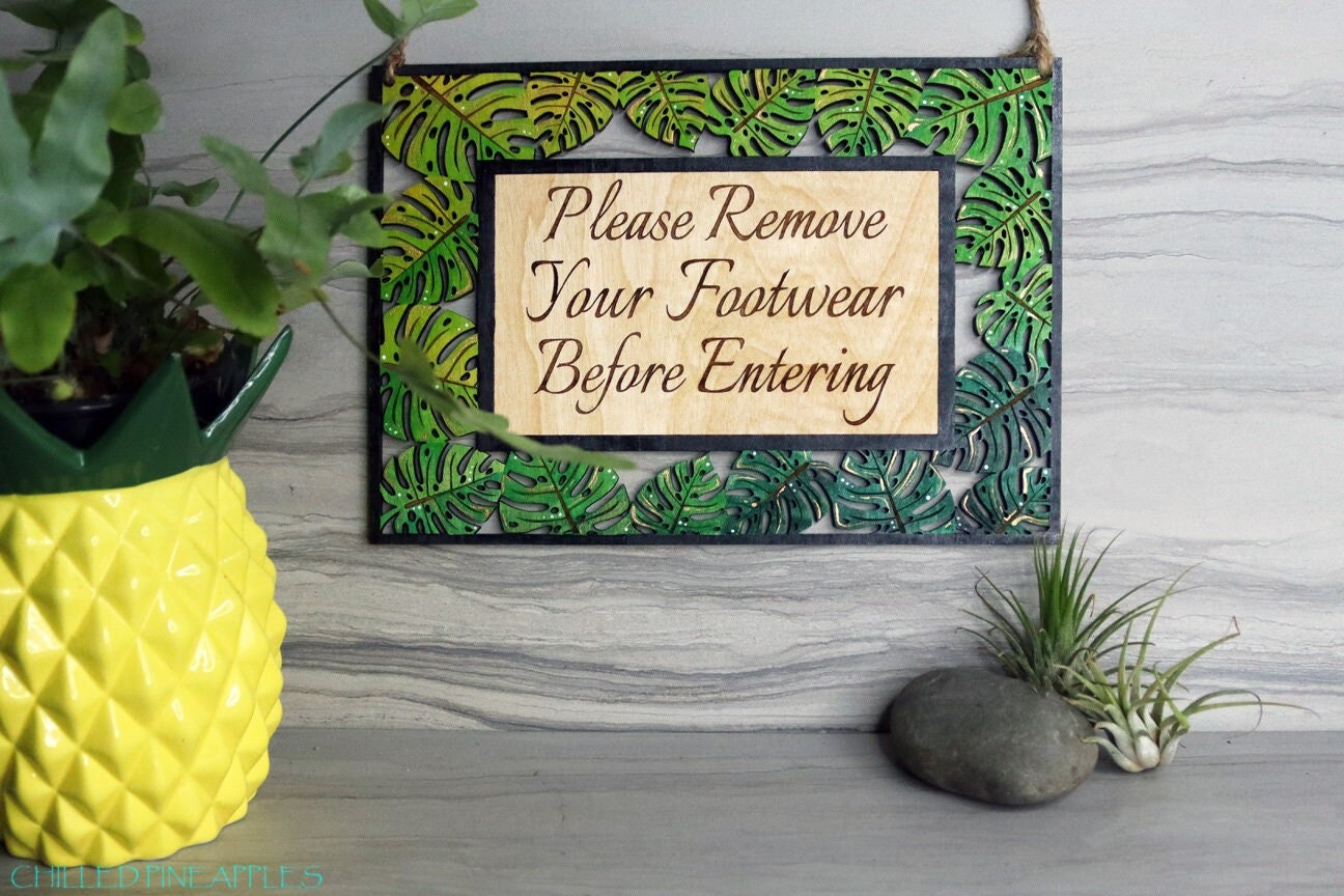 Home Décor Entryway Hand-Painted Tropical Yellow Hibiscus Talofa Wooden ...