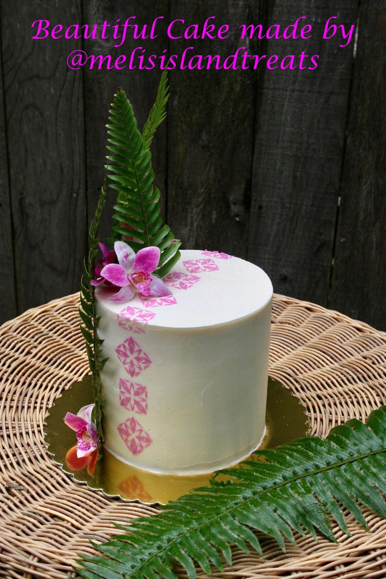 Puakenikeni Hawaiian Flower Lei Stencil Pattern - Cake Decorating ...