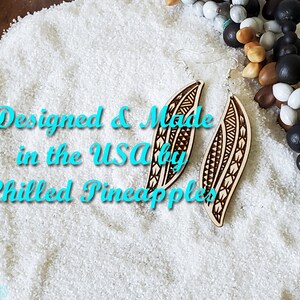 Polynesian Tribal Wave Wooden Swirl Earrings Long Dangle Earrings ...