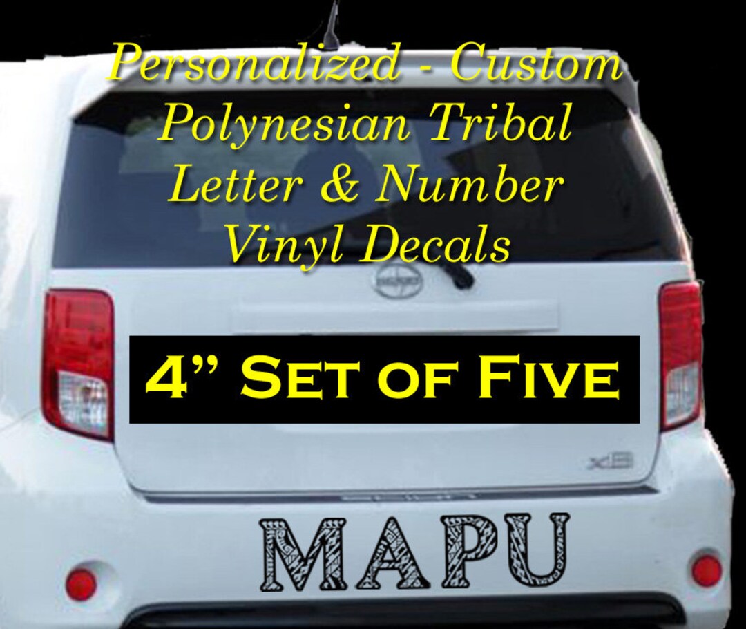 Polynesian Tribal Vinyl Decal, Custom Letters & Numbers, 4" Set of 5 - Etsy