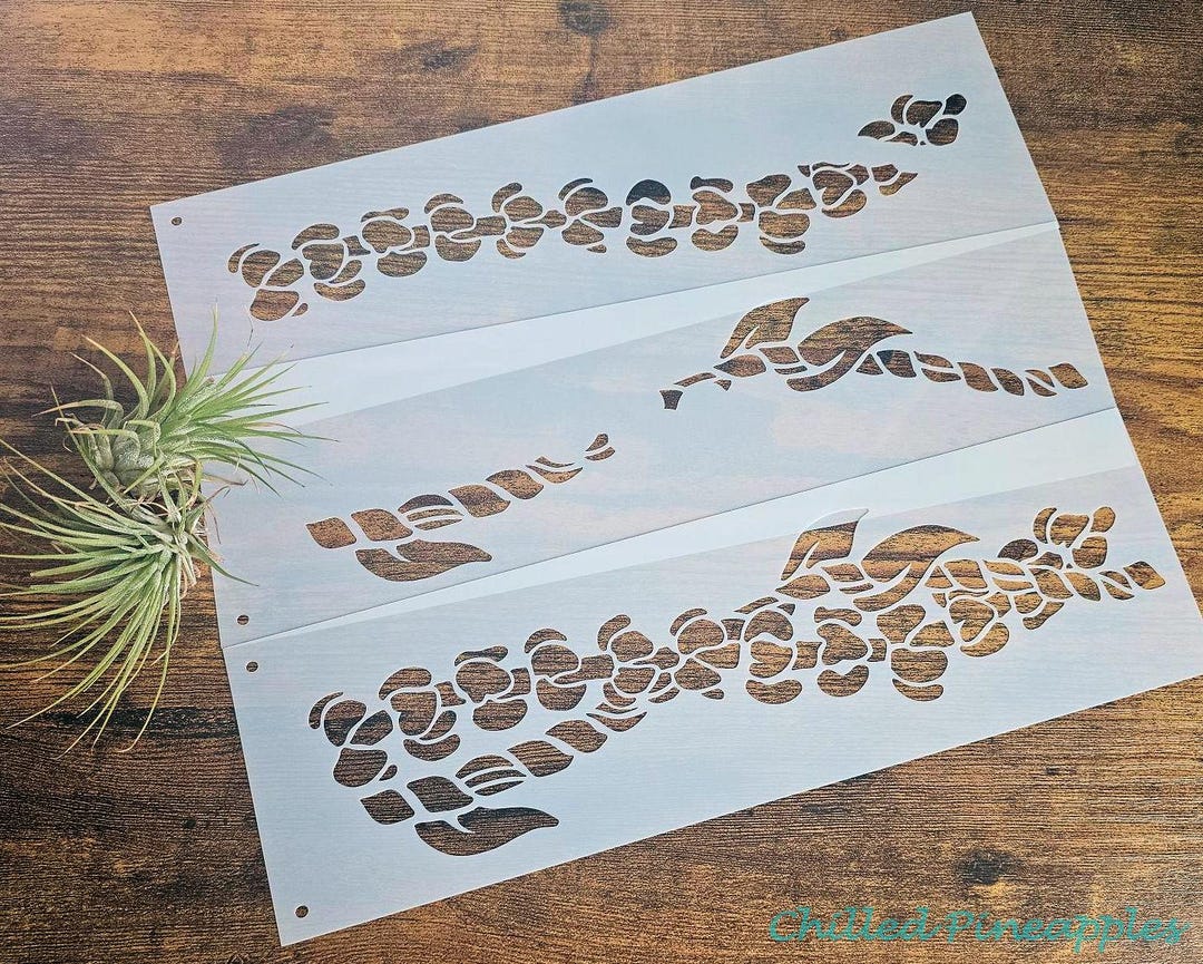 Puakenikeni & Ti Leaf Lei Stencil: Polynesian DIY Craft, Cake Decor - Etsy