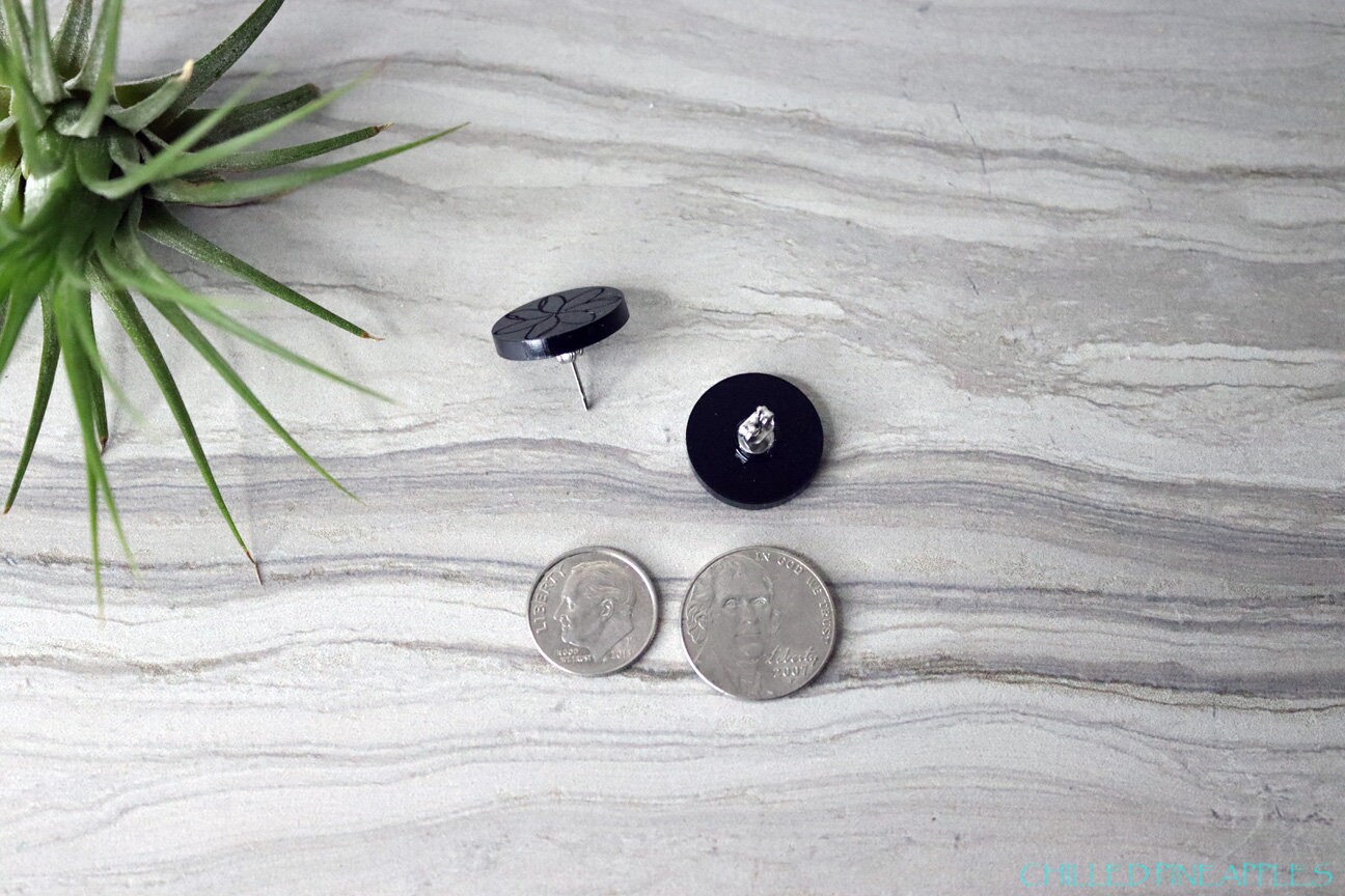 Samoan Fue, To'oto'o, and Tanoa - Painted, Black Acrylic Stud Earrings