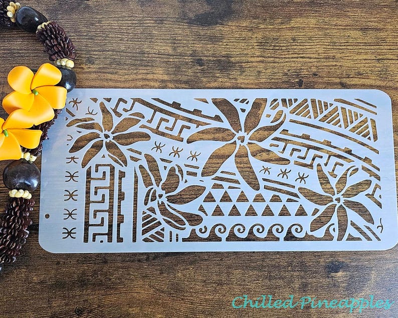 Polynesian Tribal Pua Reusable Stencil Flowers Pattern DIY Cakes ...