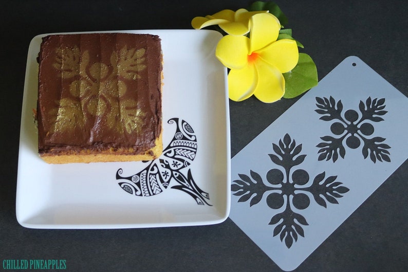 Polynesian Monstera/ulu Stencil, Reusable Cake/craft Template - Etsy