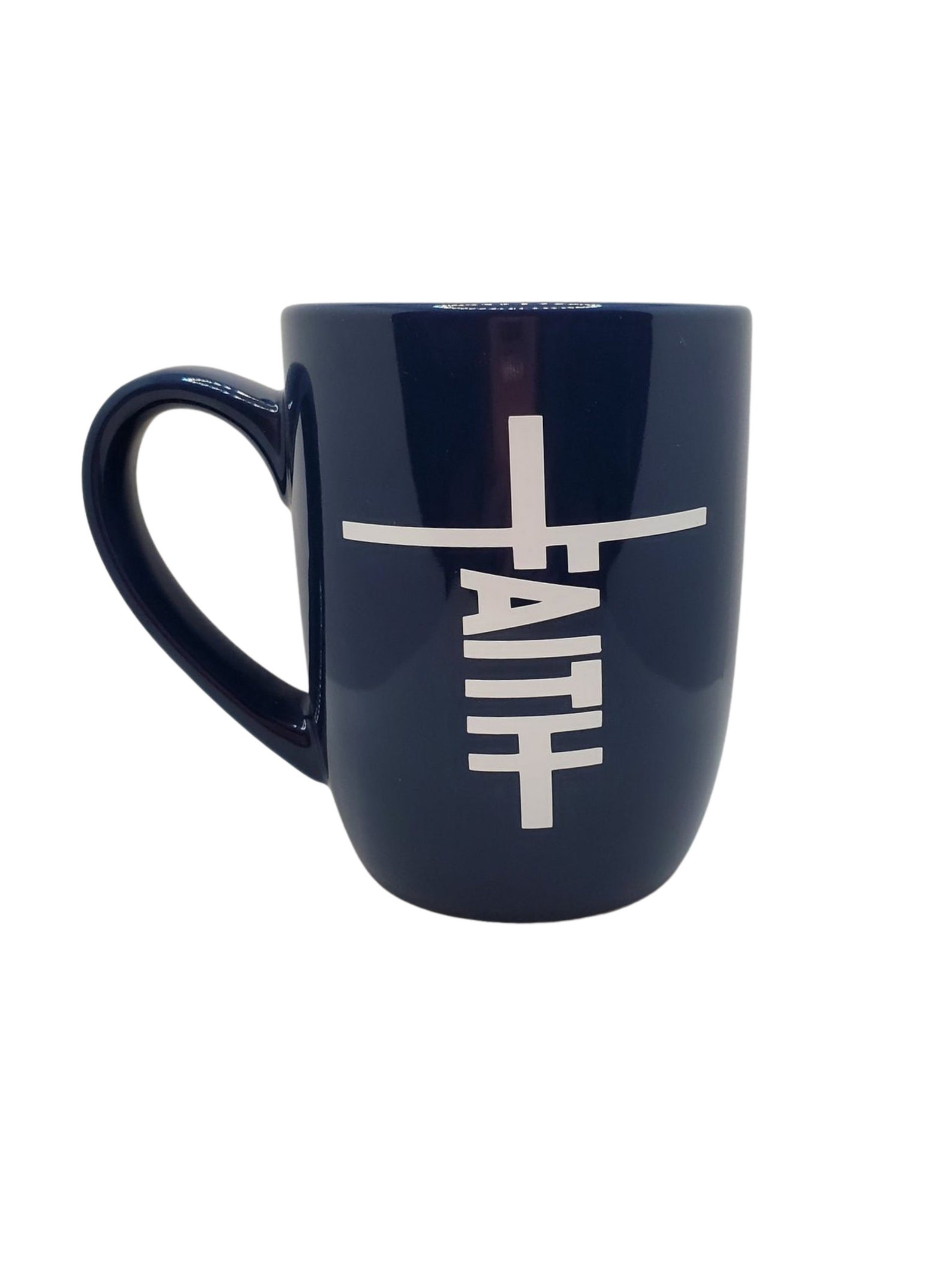Faith Coffee Mug Cross Mug Blue Coffee Mug Christian Mug | Etsy