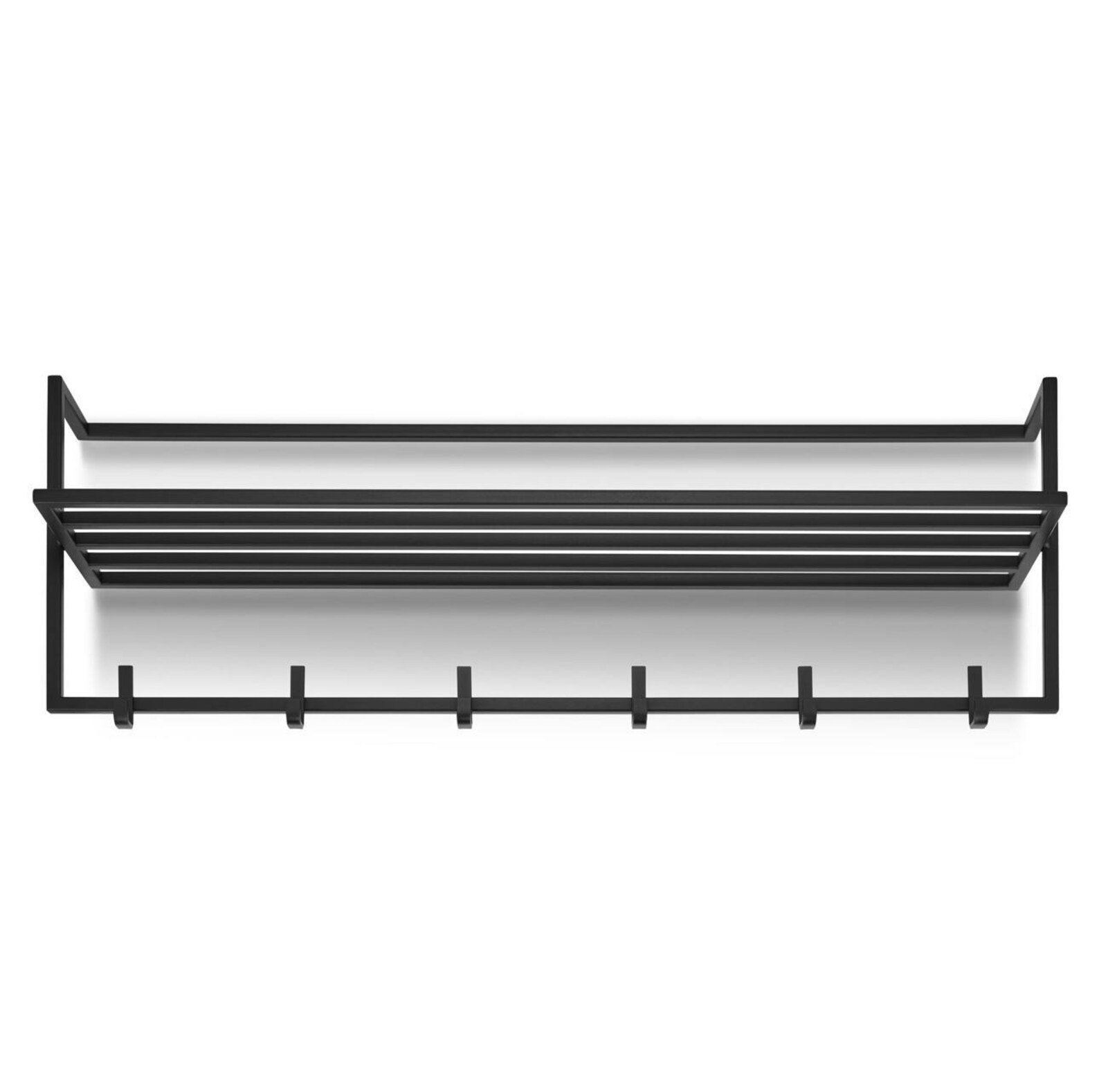 Modern Black Metal Wall Mount Coat Rack With Hooks and Shelf Metal Wall ...