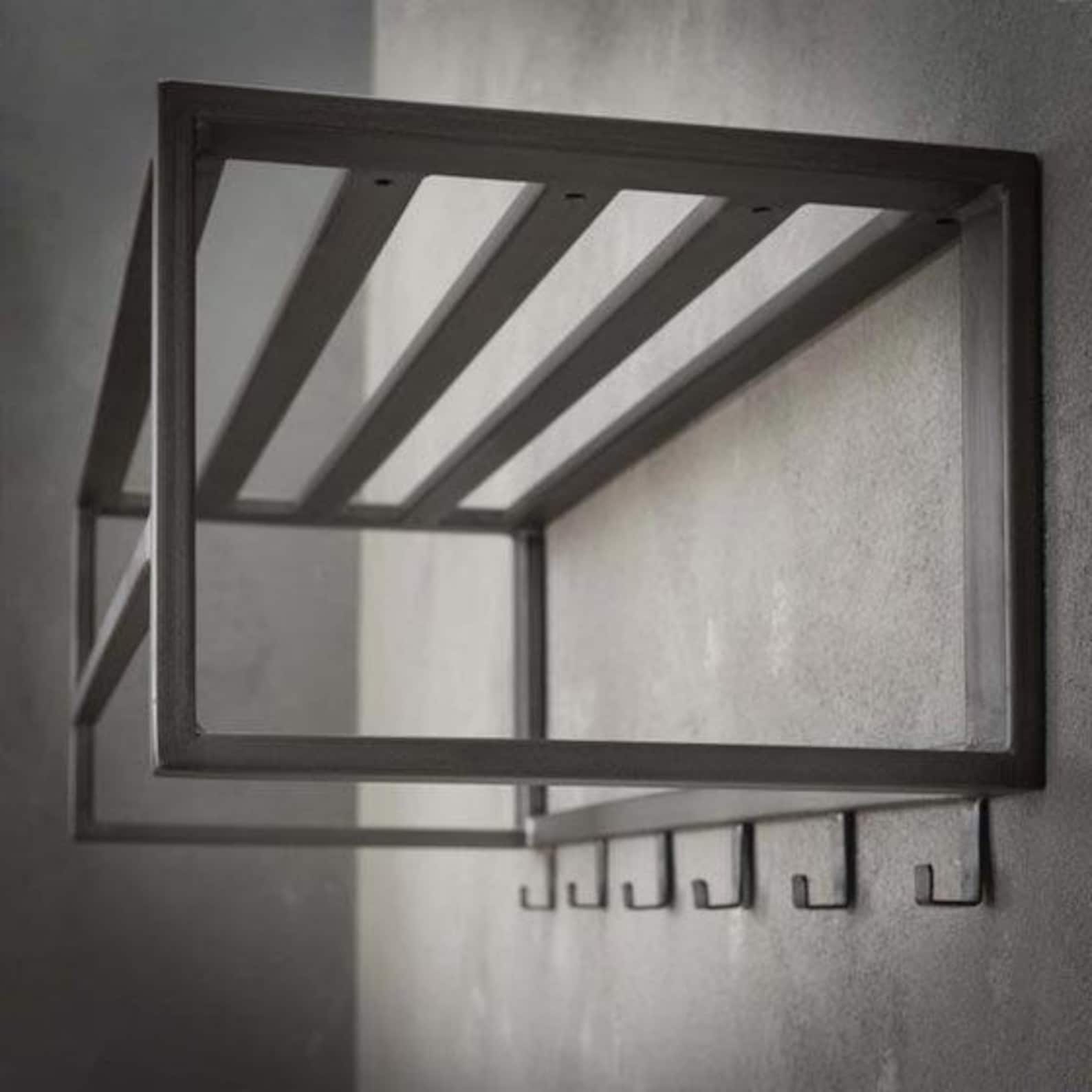 Metal Wall Mount Coat Rack and Shelf , Black Modern Coat Rack Hooks and ...