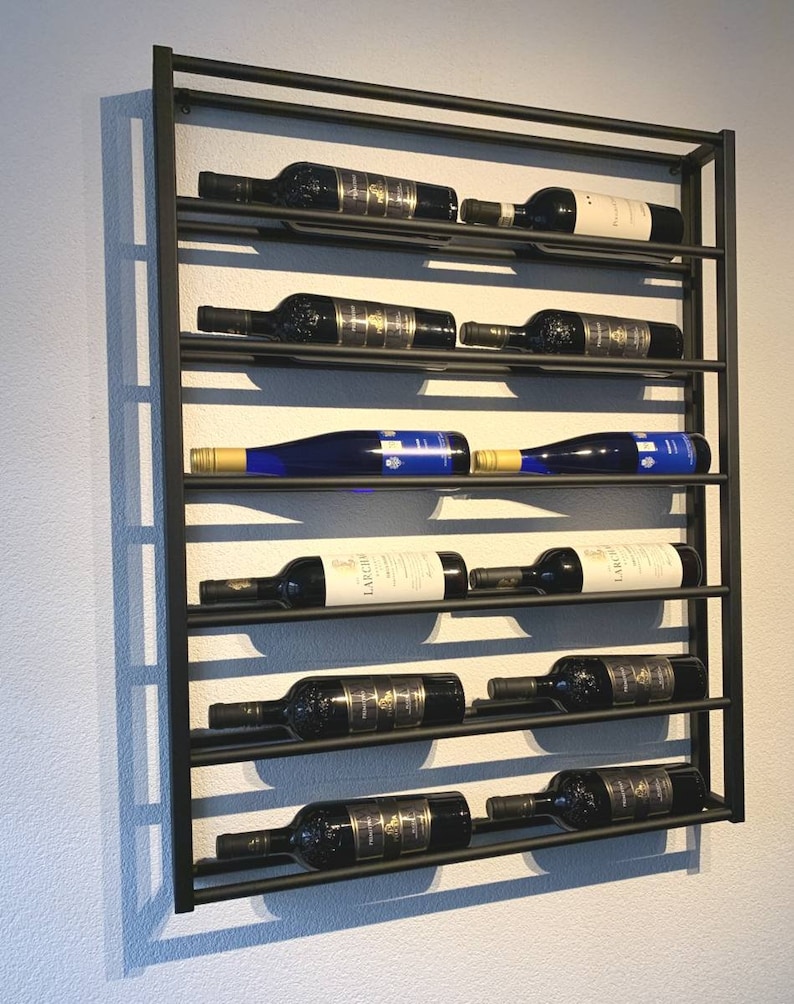 Elegant Wall Wine Rack – Industrial Style Black Metal Wine Holder for 6 ...