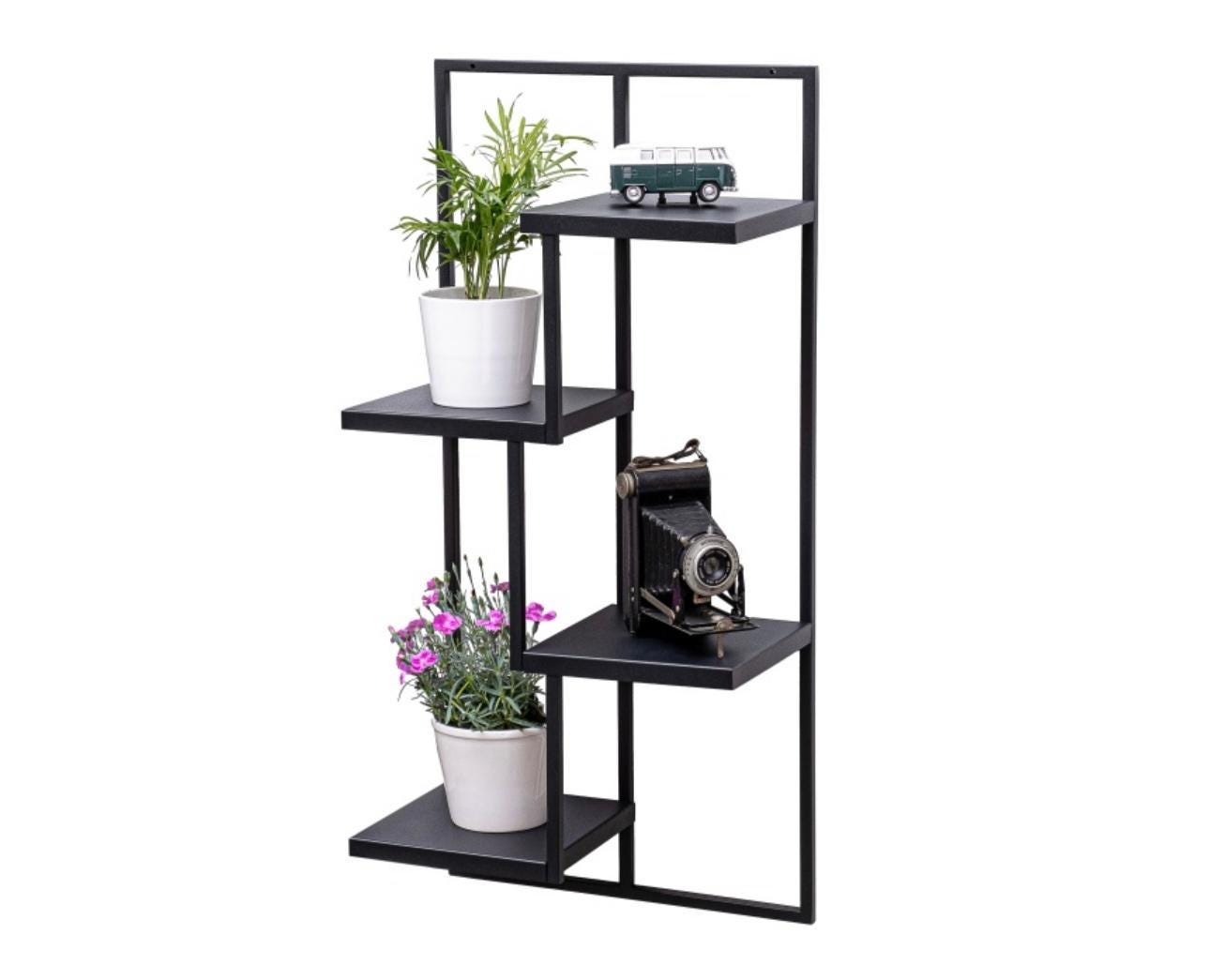 Black Metal Floating Shelves - Industrial Wall Shelving for Modern Home ...
