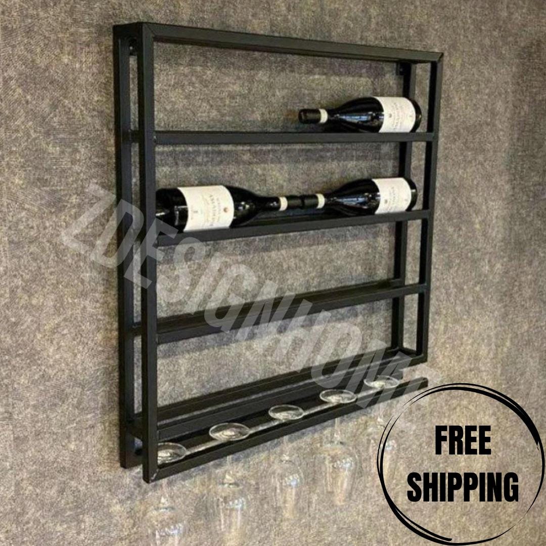 Modern Wall Mount Wine Rack Stylish Metal Holder for Home Decor, Metal ...