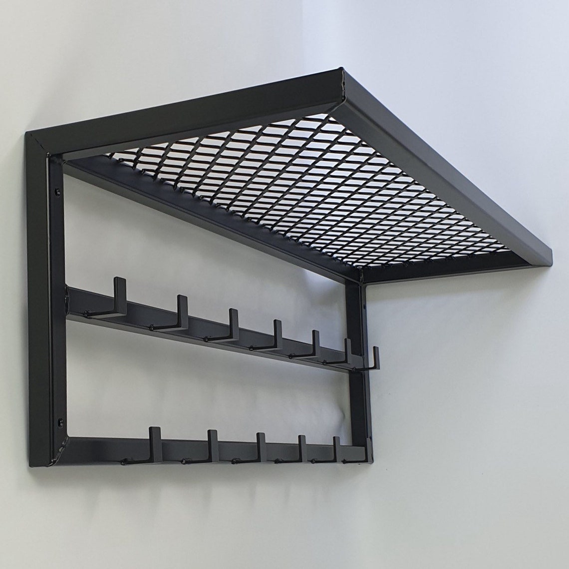 Metal Wall Mount Coat Rack and Shelf , Black Modern Coat Rack Hooks and ...