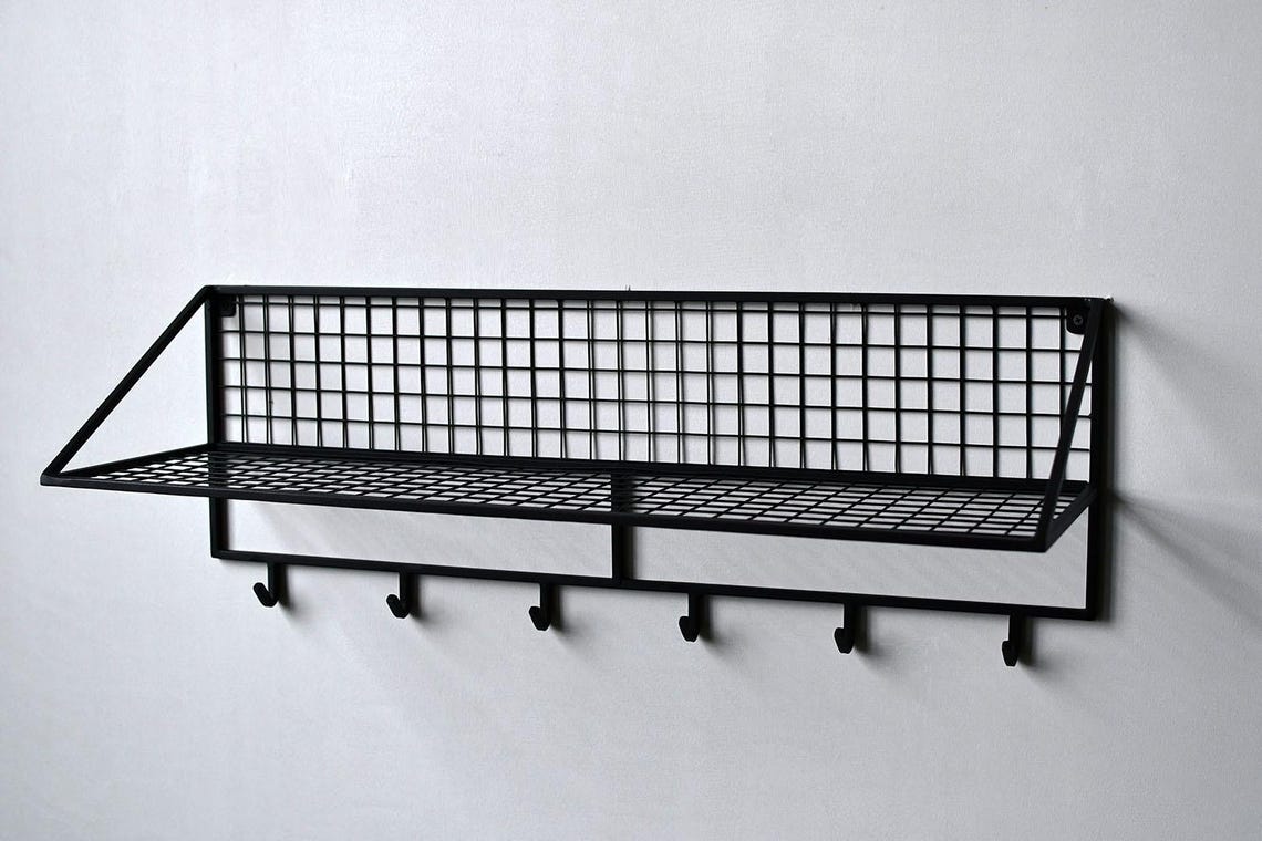 Black Metal Floating Shelves - Industrial Wall Shelving for Modern Home ...