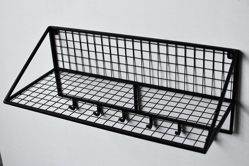 Black Metal Floating Shelves - Industrial Wall Shelving for Modern Home ...