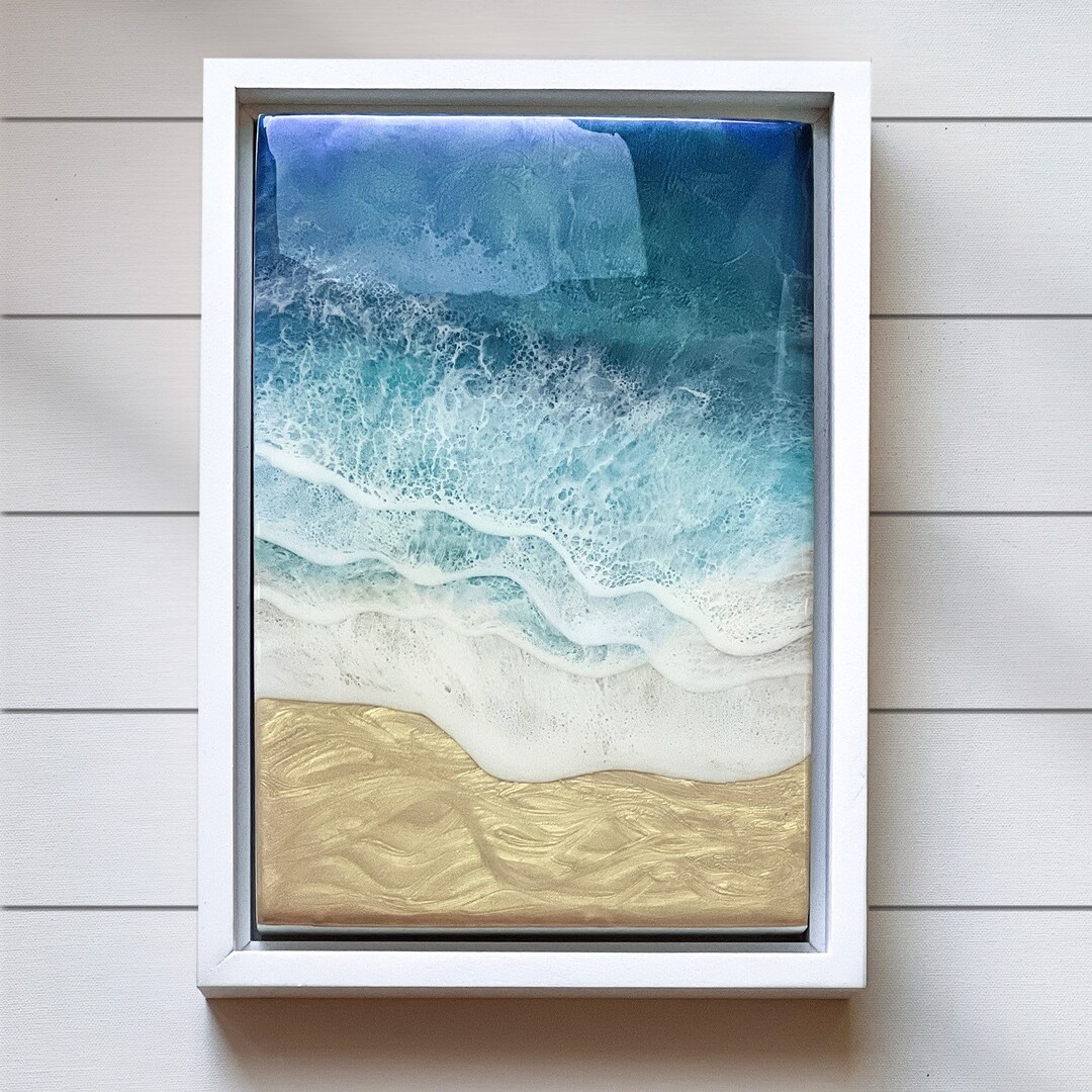 Framed Ocean Painting, Wave Wall Art, Elegant Beach Decor, Ocean Waves ...