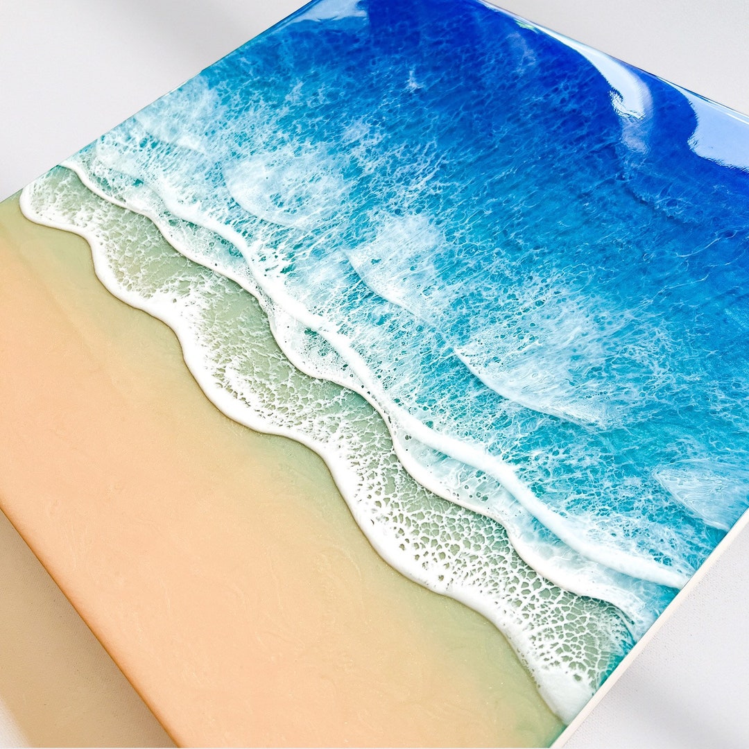 Ocean Wave Wall Art, Elegant Beach Decor, 3D Ocean Waves, Resin Art ...