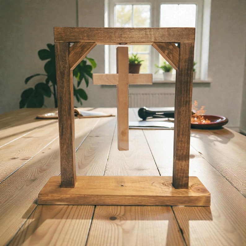 Floating Wood Cross Display | Poplar Wood | Handmade Christian Gift ...