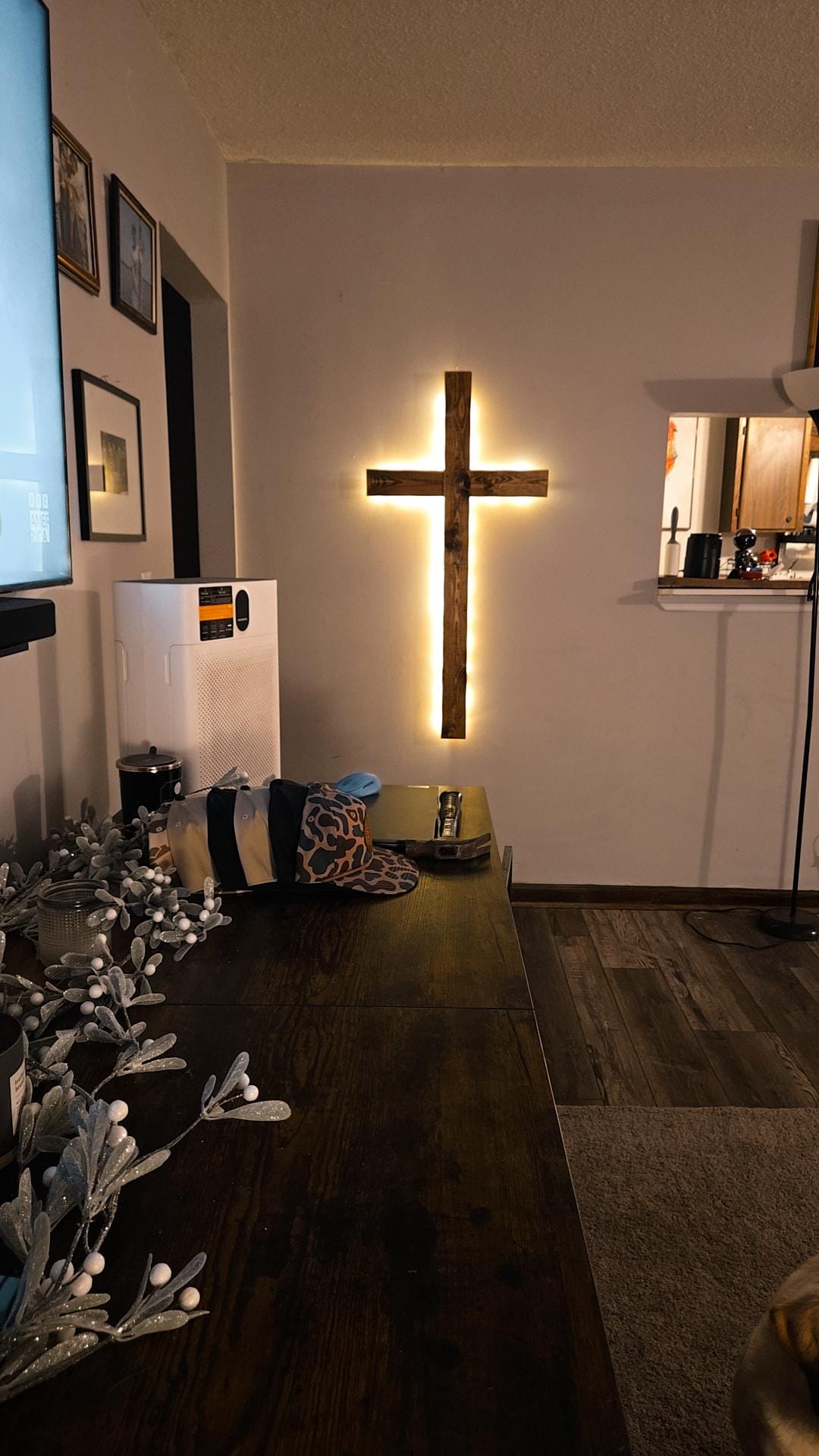 4' Large Backlit Wooden Cross, Handmade Christian Cross, Battery ...
