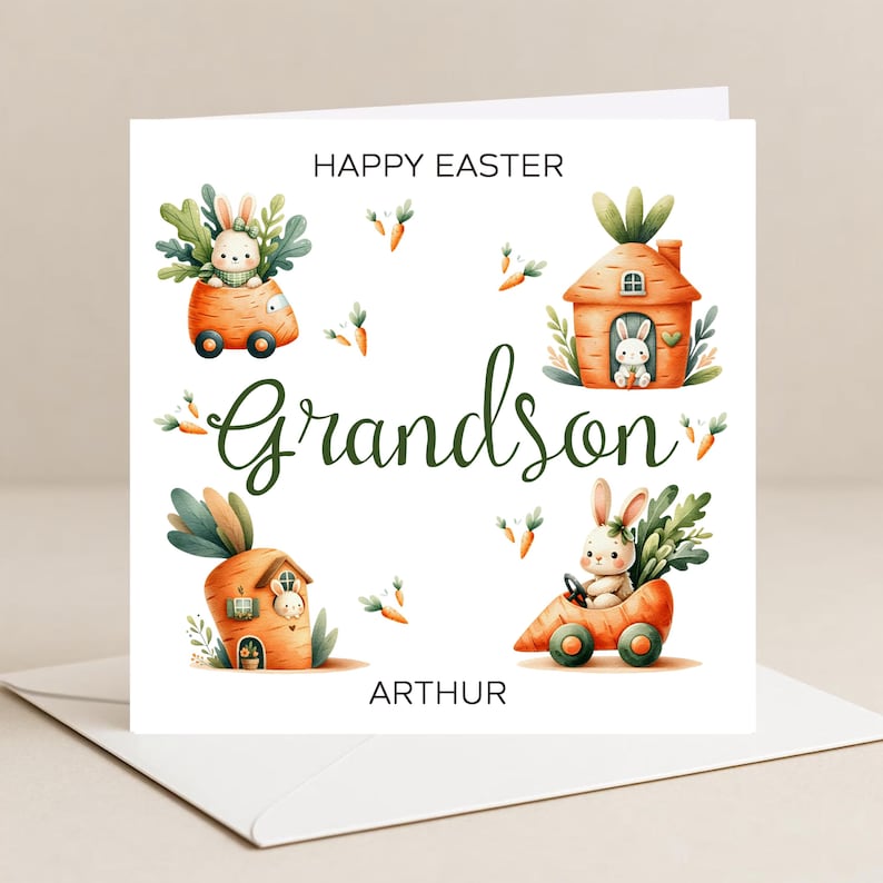 GRANDSON Easter Card, Easter Card for Grandson, Personalised Easter ...
