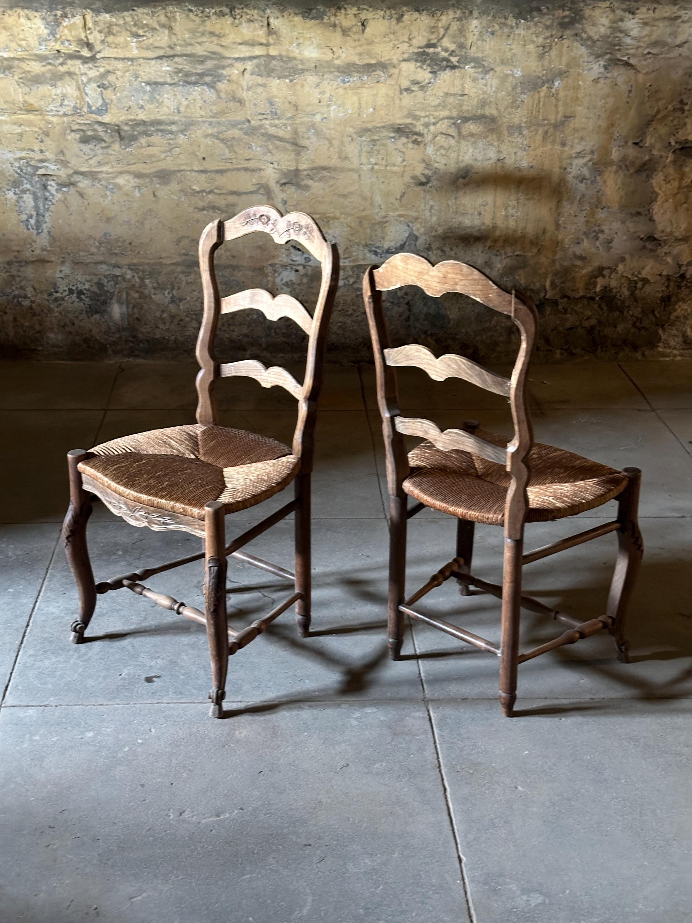 19th Century Pair of French Provincial Side Chairs - Etsy