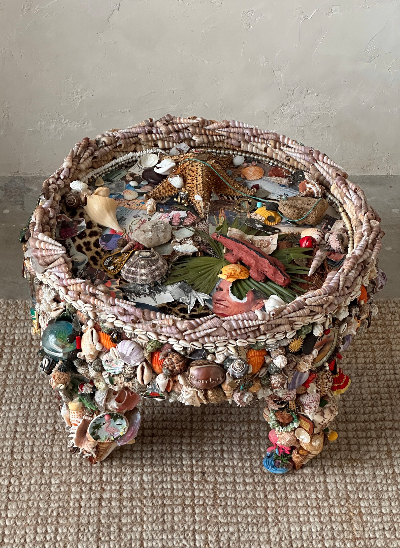 American Folk Art Shell and Object Conversation Table - Etsy