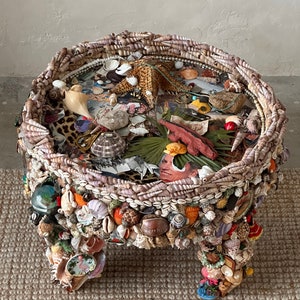 American Folk Art Shell and Object Conversation Table - Etsy