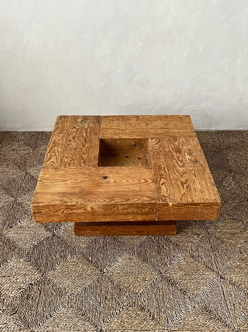 Vintage Natural Wood Coffee Table - Etsy