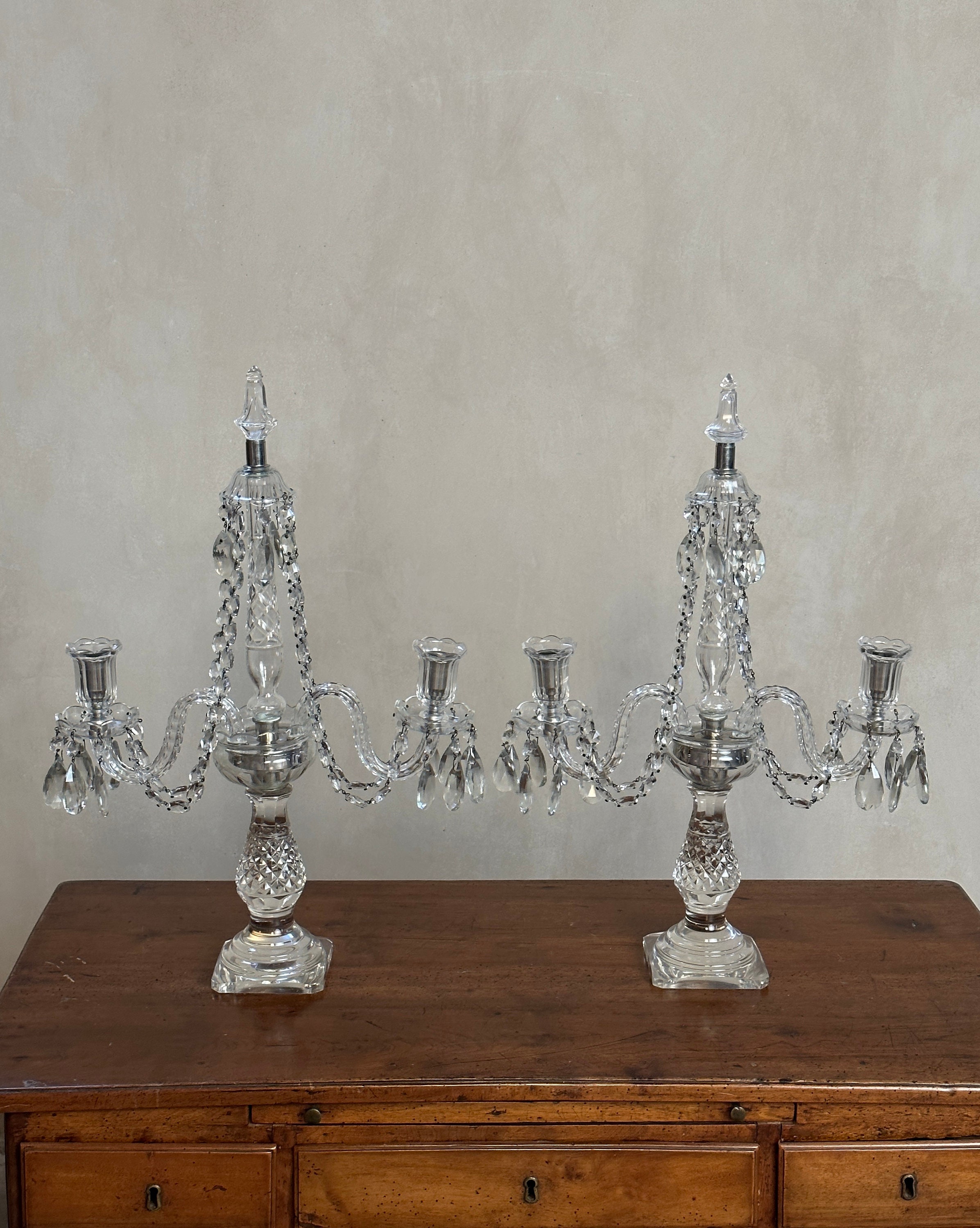 Pair of Bohemian Crystal Double Arm Candelabras - Etsy