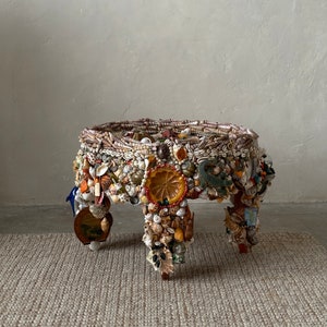 American Folk Art Shell and Object Conversation Table - Etsy