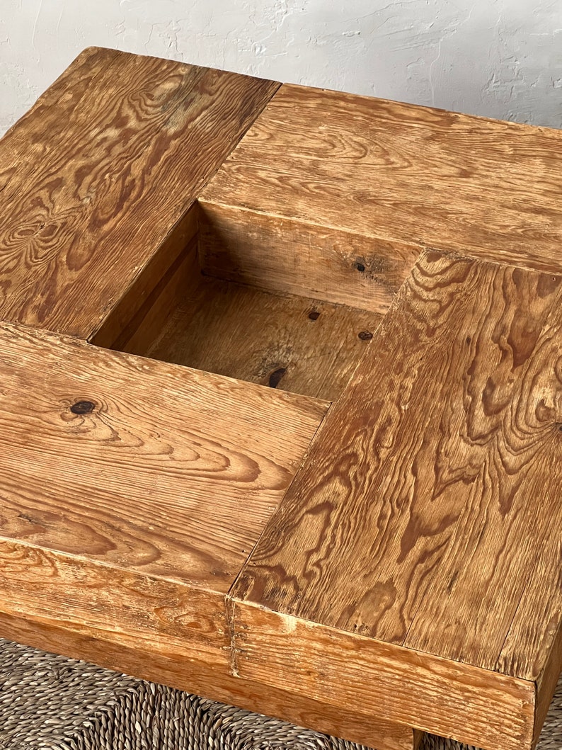 Vintage Natural Wood Coffee Table - Etsy