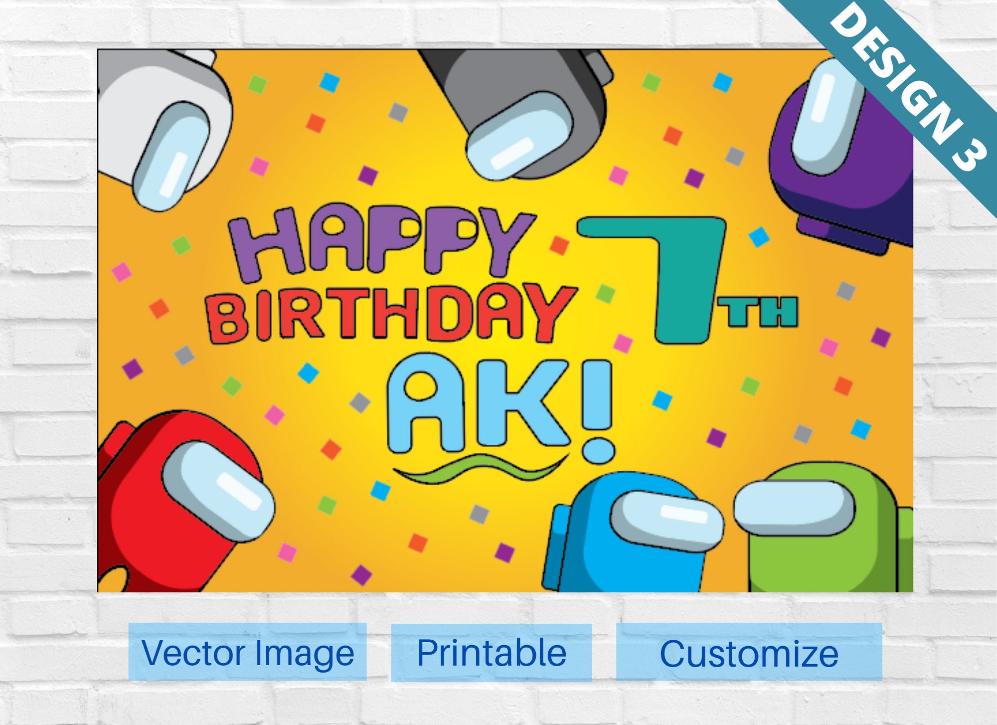 DIGITAL FILE : Among Us Birthday Banner Games Birthday Banner | Etsy