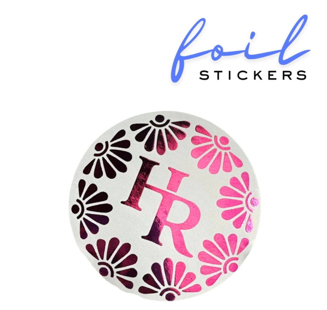 Foil Stickers - Your Text / Logo Here Stickers Pink FOIL, Custom Logo ...
