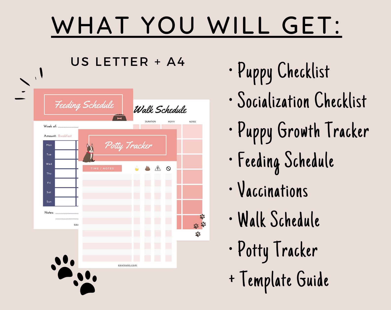 PRINTABLE Puppy Planner, Dog Tracker, Puppy Checklist, Pet Planner, Dog ...