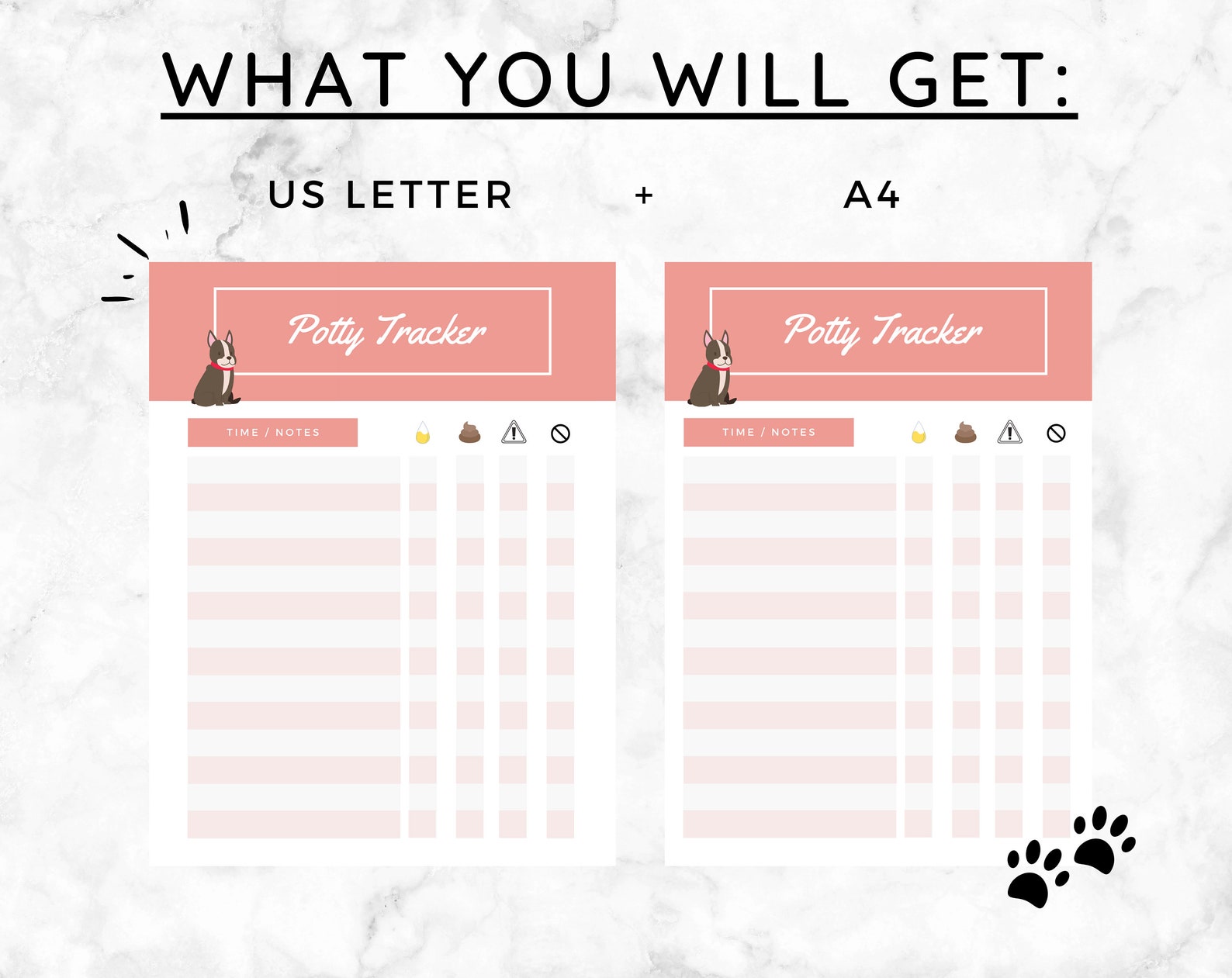 PRINTABLE Puppy Potty Training Tracker, Potty Training Log, Puppy Potty ...