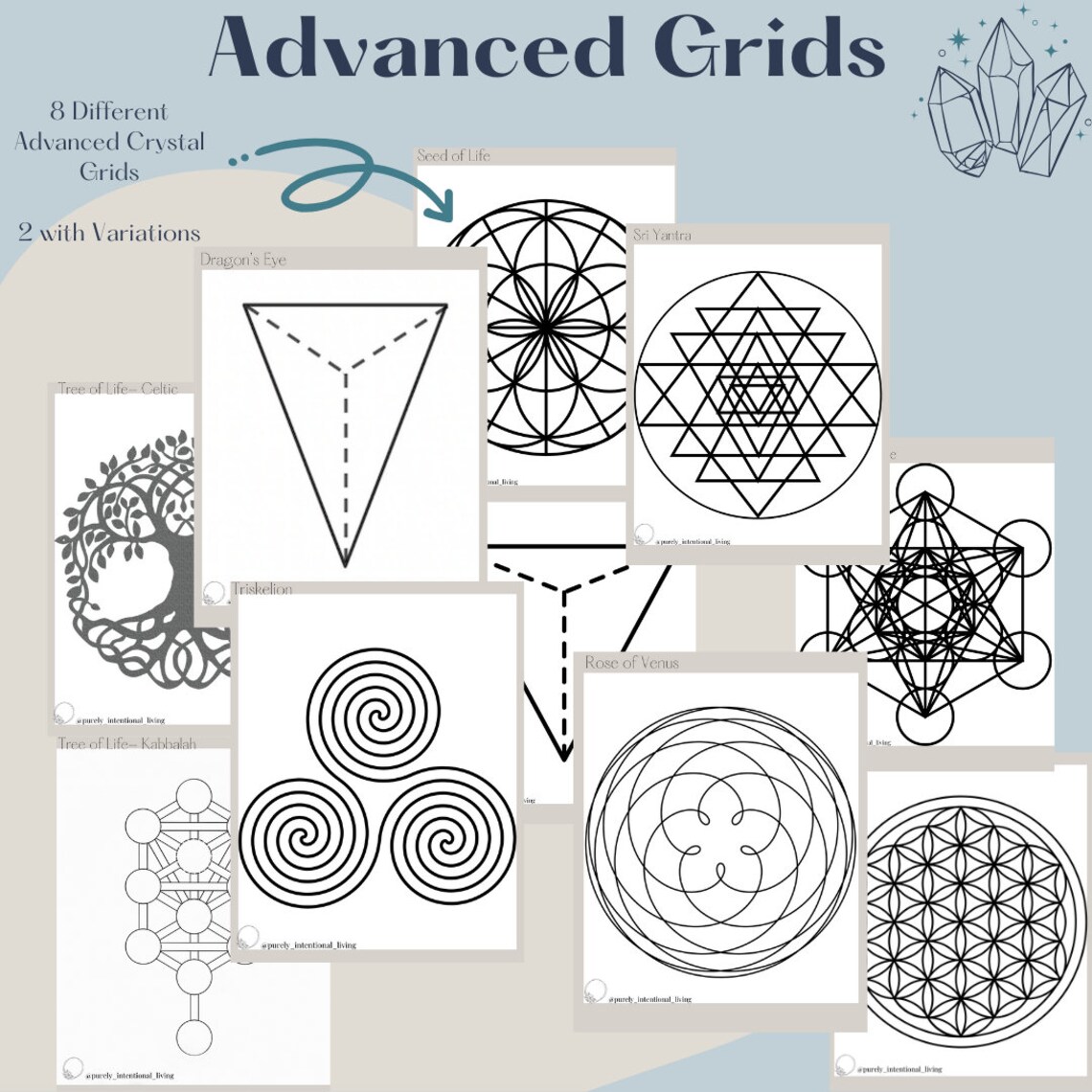 Crystal Grid Templates 20 Printable Crystal Grid Templates |sacred ...