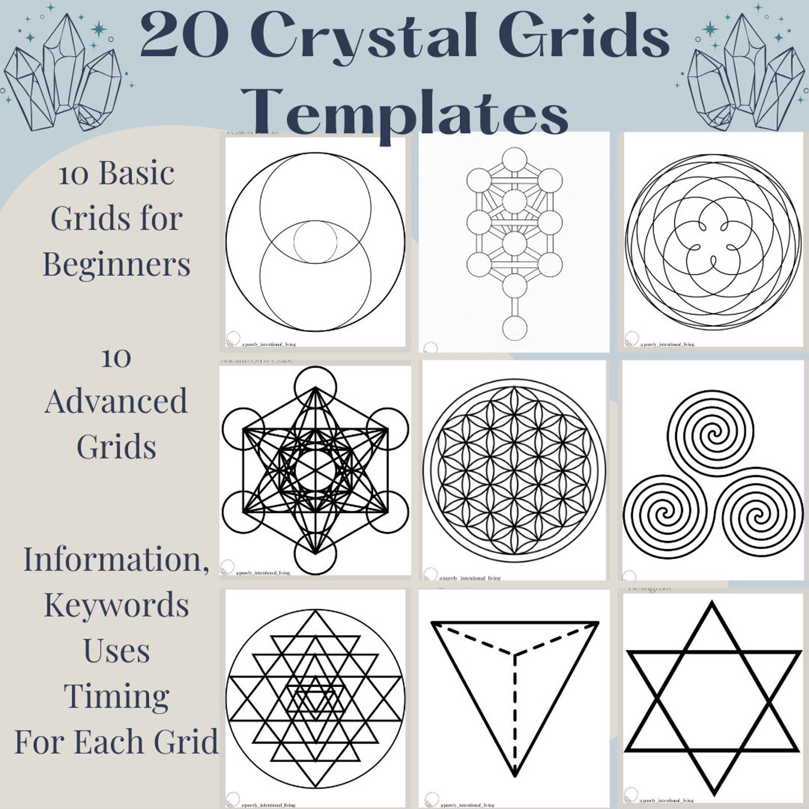 Crystal Grid Templates 20 Printable Crystal Grid Templates |sacred ...