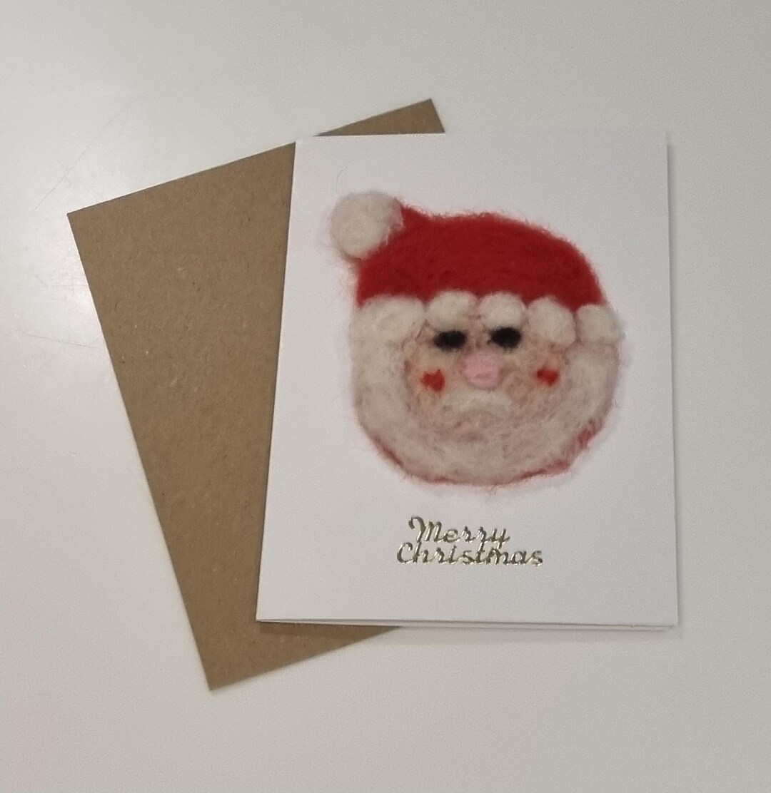 Santa Clause Needle Felt Christmas Cards - Etsy