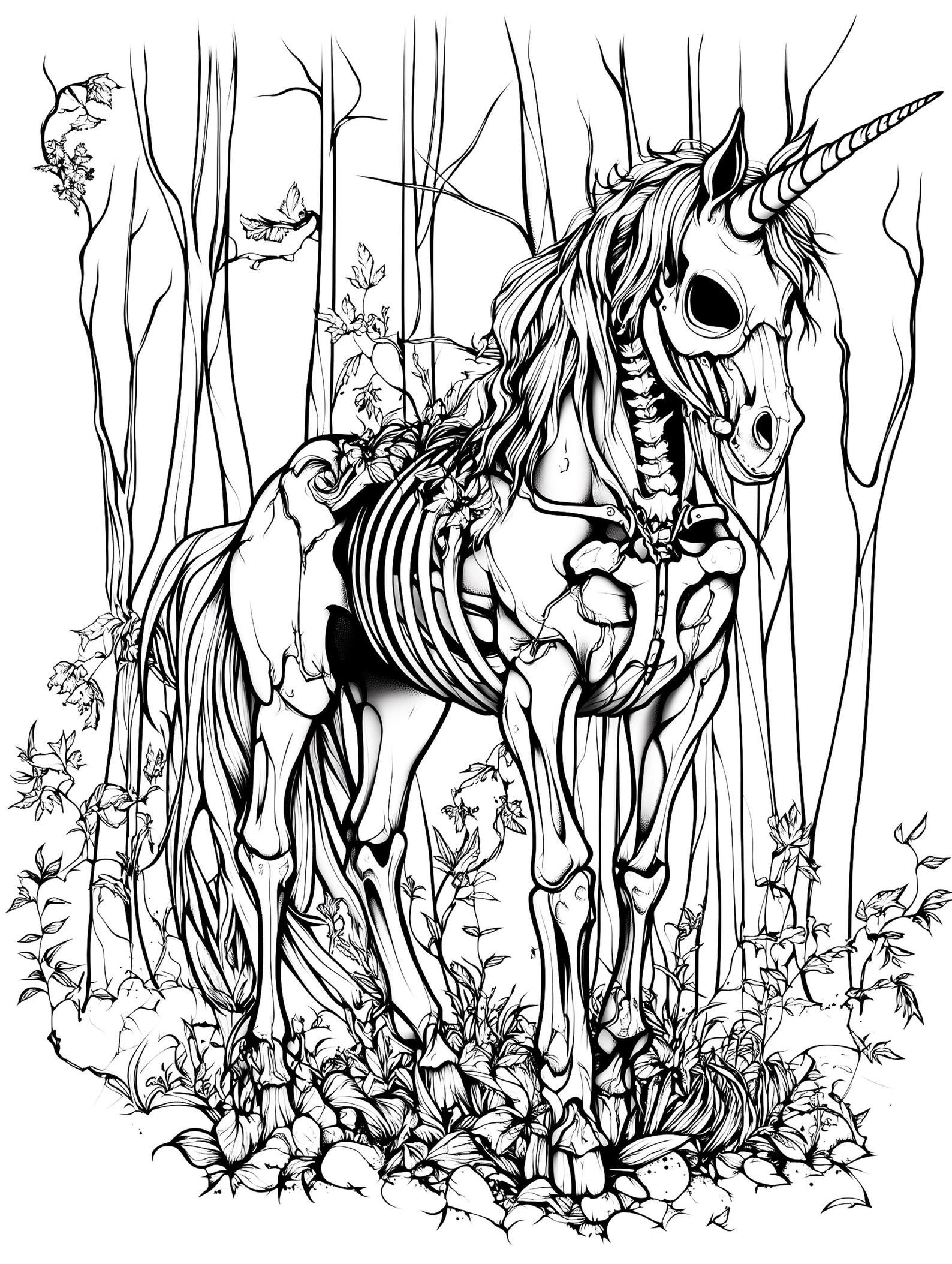 Skelly Unicorn Coloring Page Set 2 | Digital Download Coloring Book ...