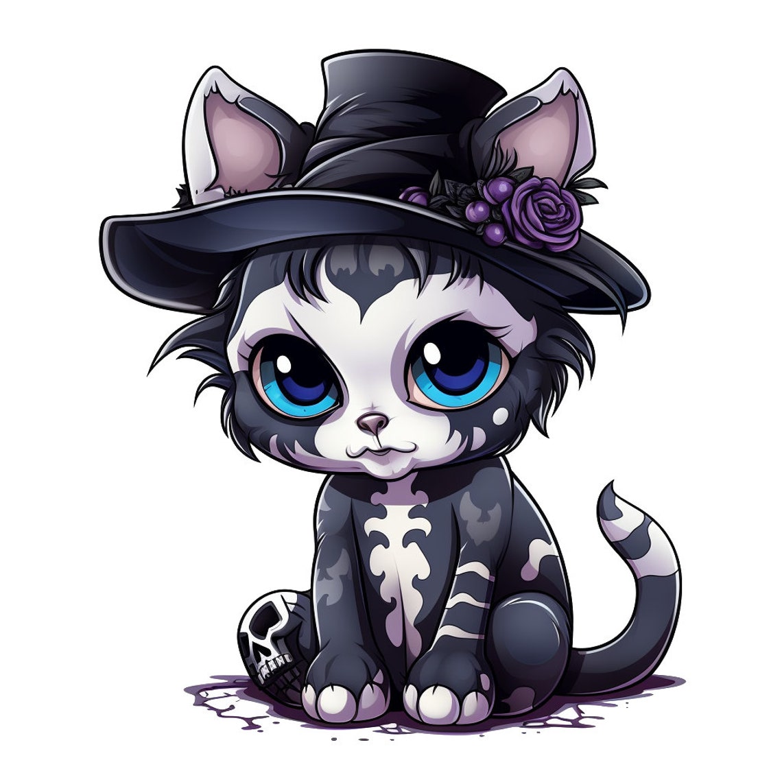 Skelly Witch Spooky Cats | Sticker Sheet - Etsy