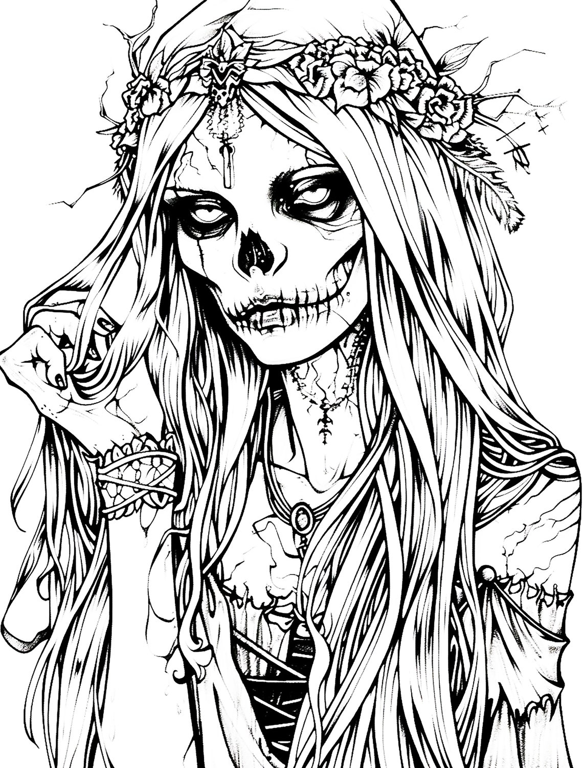 Skelly Zombie Halloween Coloring Page Set Digital Download Coloring ...